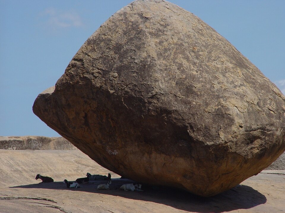 Krishna's Butter Ball: A Gravity-Defying Rock in Mamallapuram, India